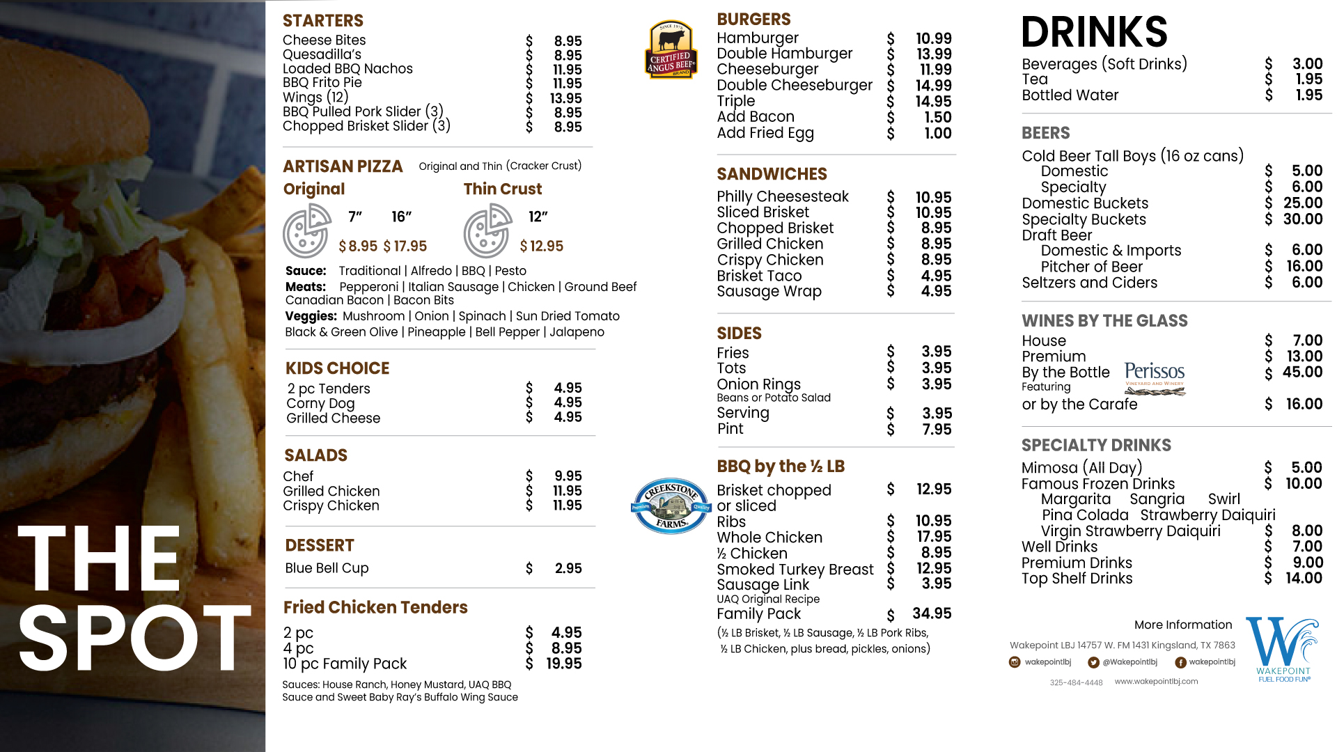 Wakepoint has the best Burgers, Pizza and BBQ on the Lake LBJ